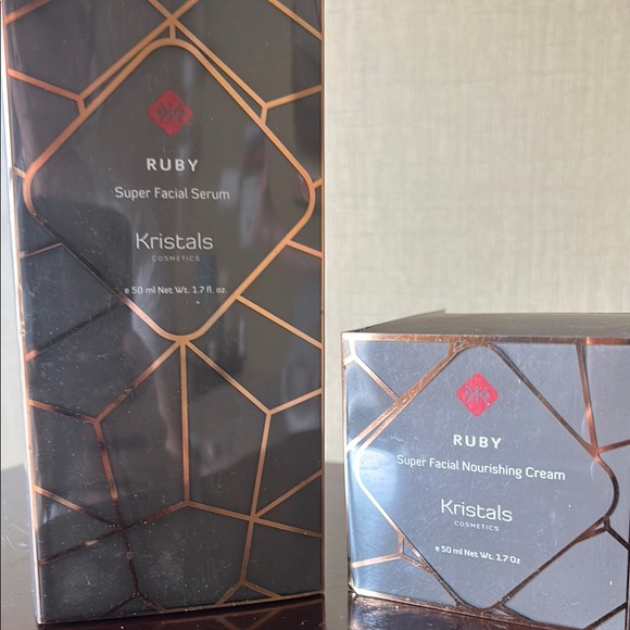 kristals | Skincare | Ruby Super Facial Serum And Nourishing Cream Set Black And Gold | Poshmark